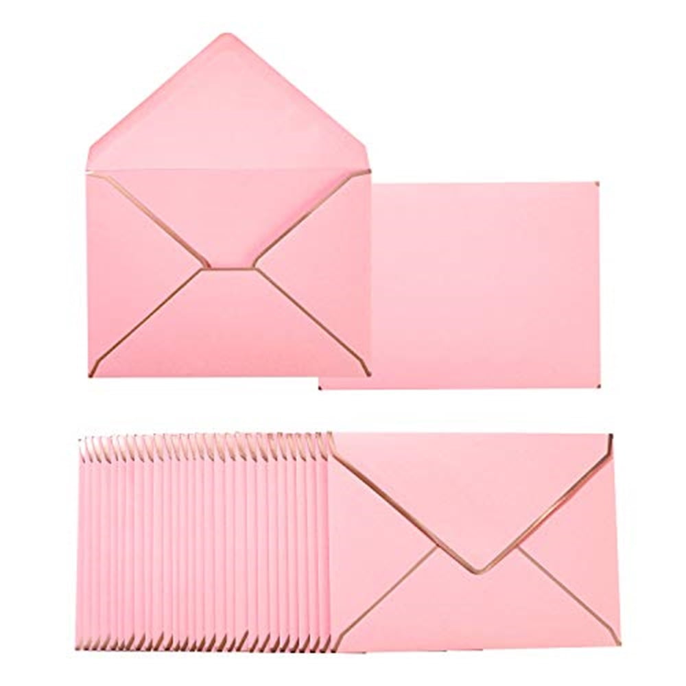 Monebena 50 Pack Envelopes Card with Gold Border for Office, Wedding ...