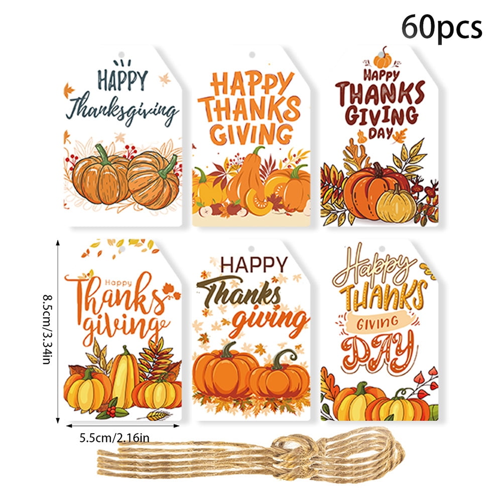 Monebena 60 Pcs Thanksgiving Autumn Gift Tags Happy Thanksgiving Day ...