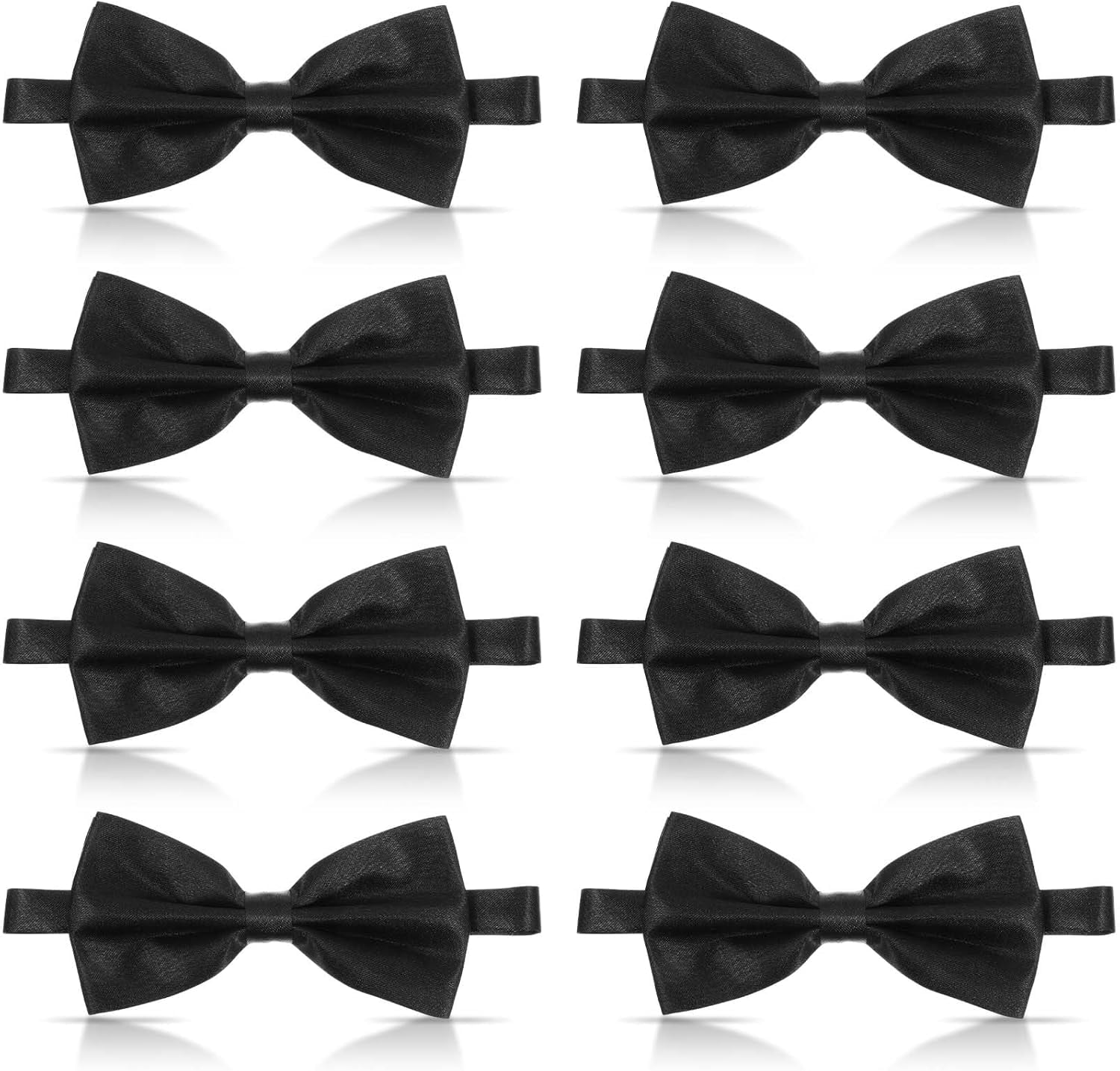 Monebena 8 Pack Men's Black Bow Ties Solid Color Pretied Adjustable ...