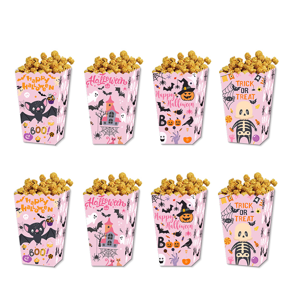 Monebena 8Pcs Halloween Supplies Theme Favor Boxes Halloween Popcorn ...
