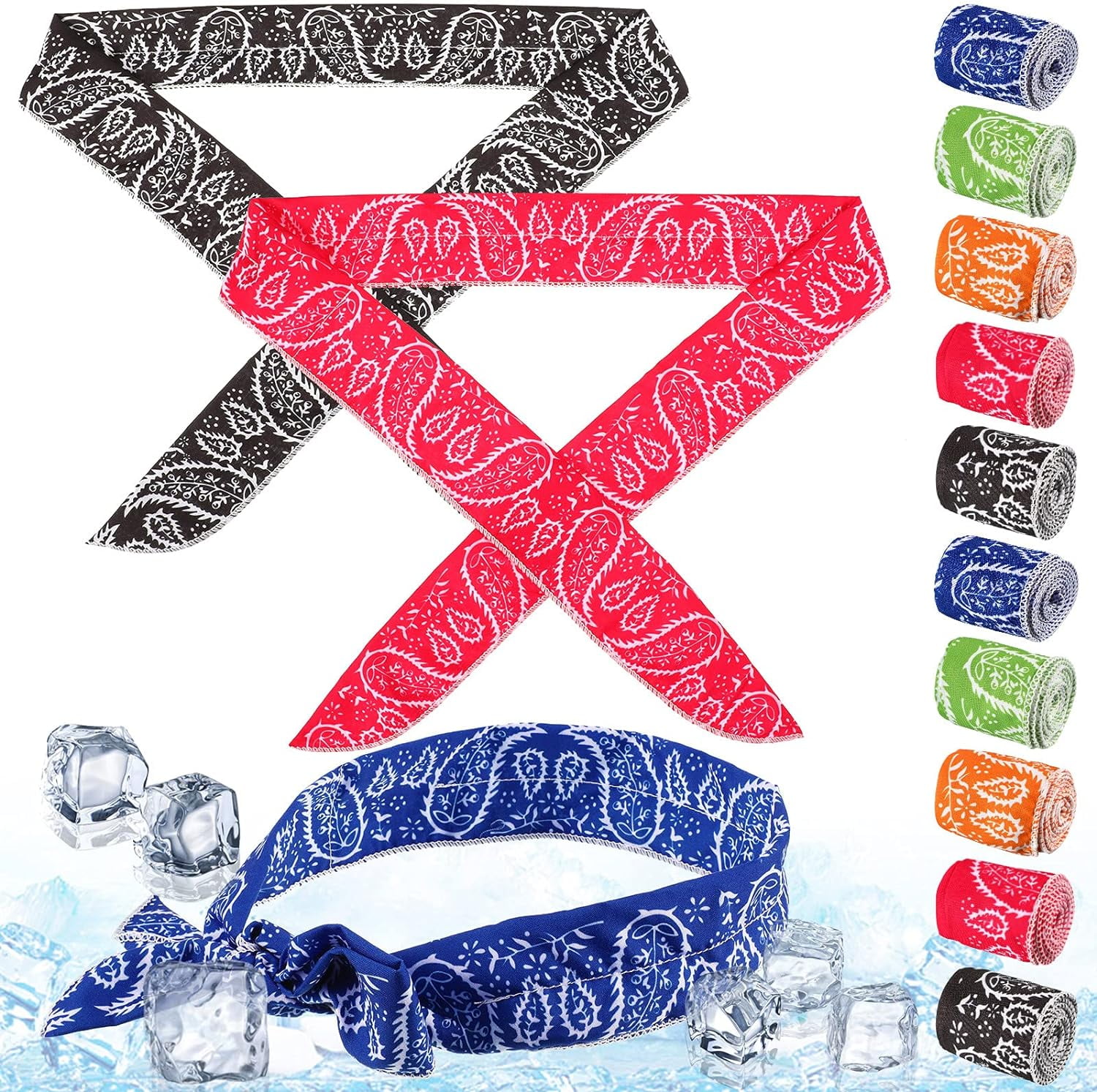 Monebena 9pcs Ice Cool Scarf Summer Cooling Scarf Neck Wrap Headband ...