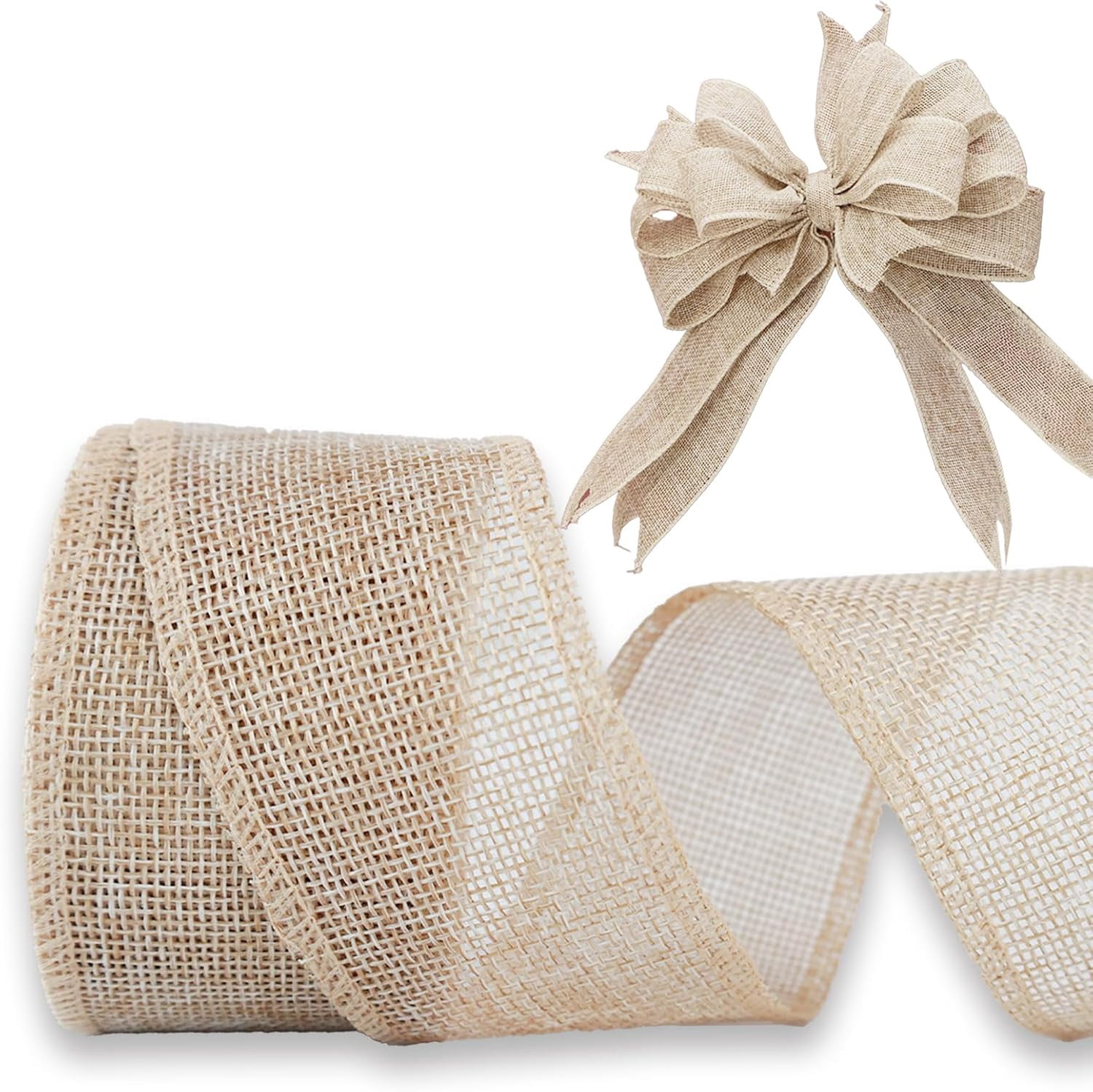 Monebena Burlap Ribbon 2 inch X 10 Yard Natural Burlap Woven Ribbon DIY ...