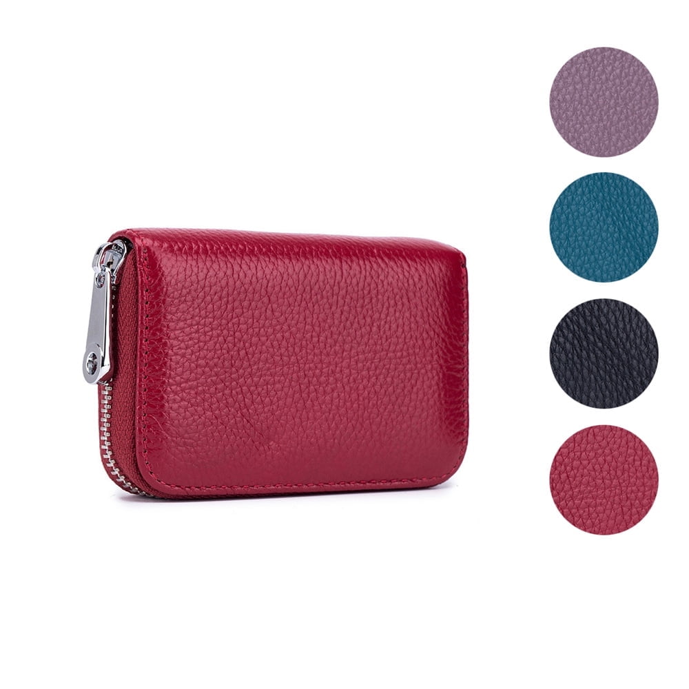 Monebena Credit Card Holder RFID Blocking 12 Card Slots Leather Mini ...