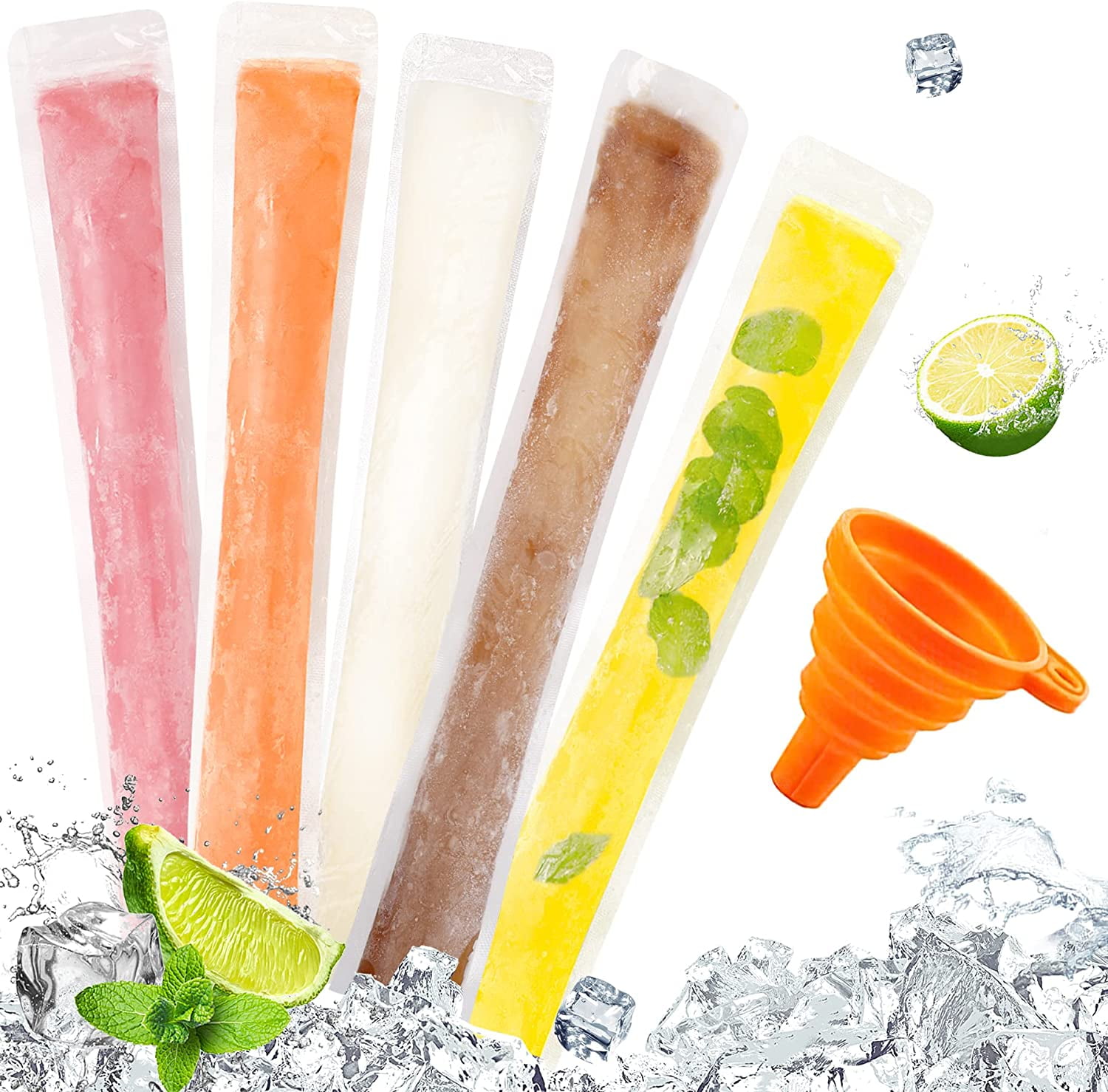 Monebena Disposable Ice Popsicle Mold Bags Freezer Tubes With Zip Seals ...