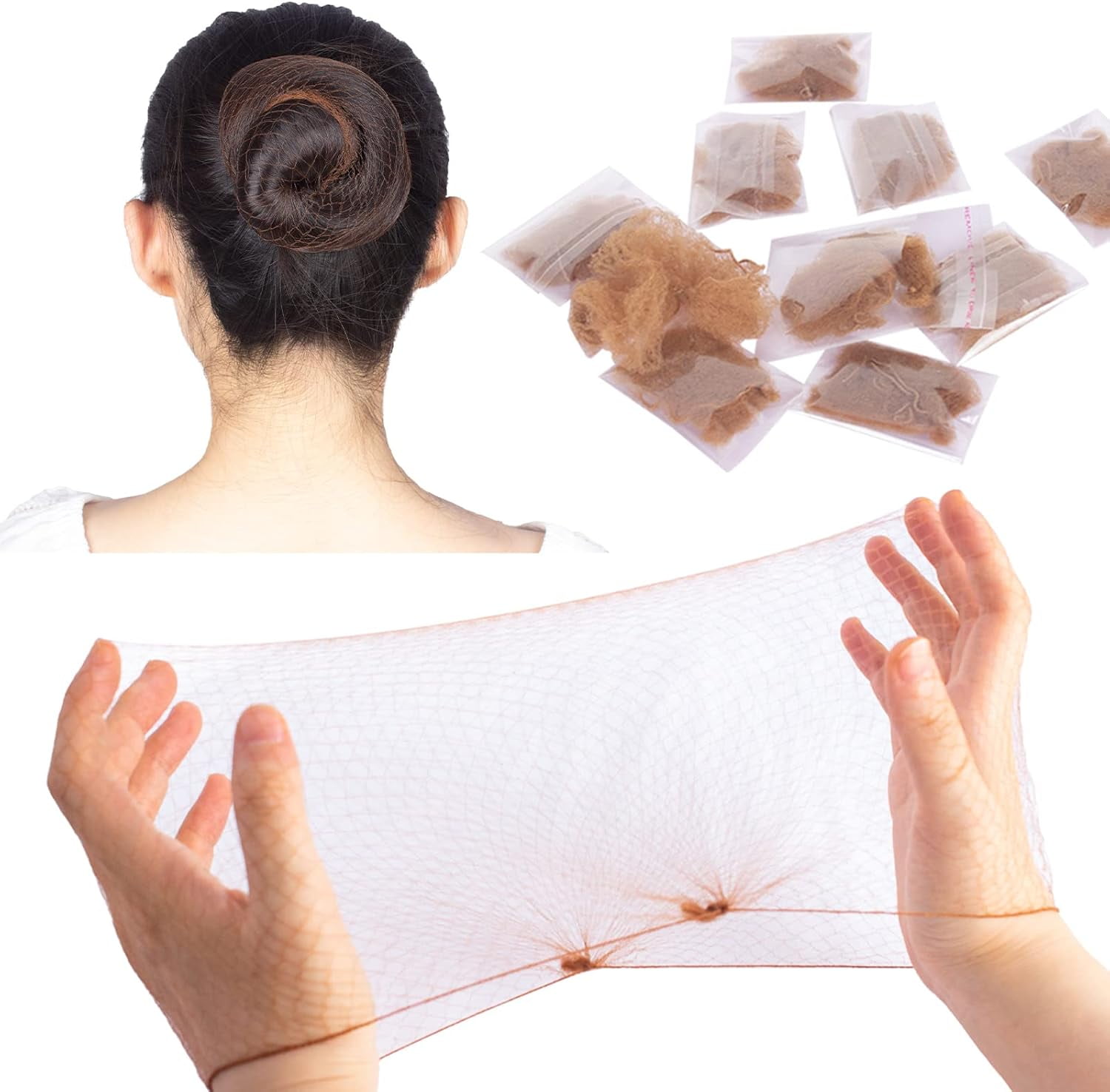 Monebena Hair Net Invisible Elastic Edge Mesh Hair Nets for Women Food ...