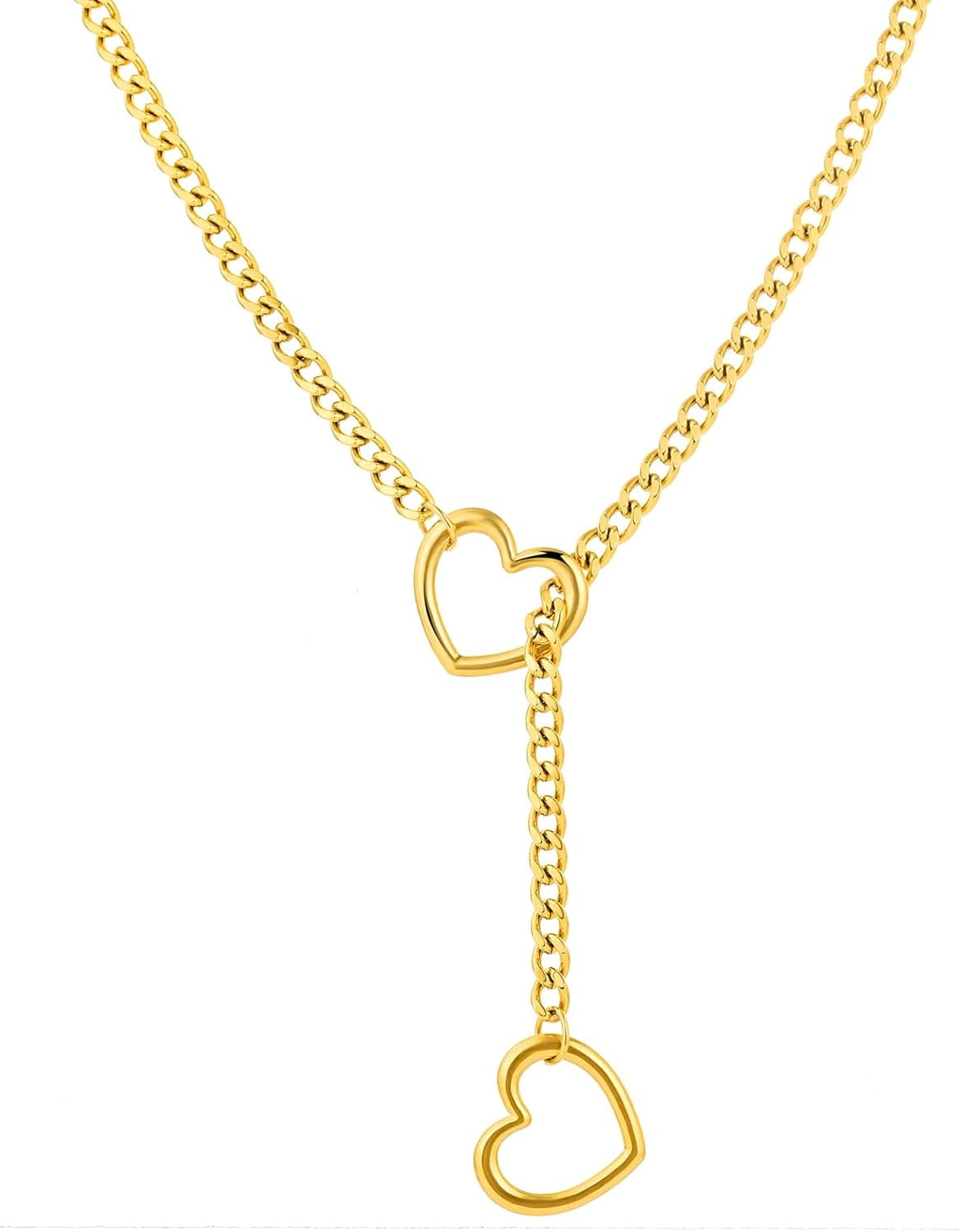 Monebena Heart Slip Chain Necklaces for Women,Stainless Steel O-Ring ...