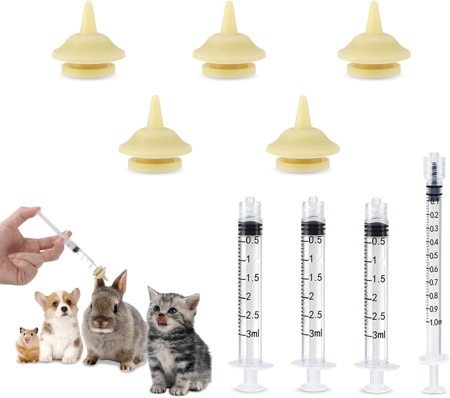 Monebena Kitten Feeding Nipples for Syring Nursing, 5 Pcs Bionic ...