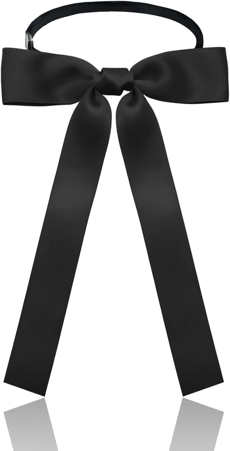 Monebena Western Bow Ties for Men Women, Black/Red Colonel Satin Ribbon ...