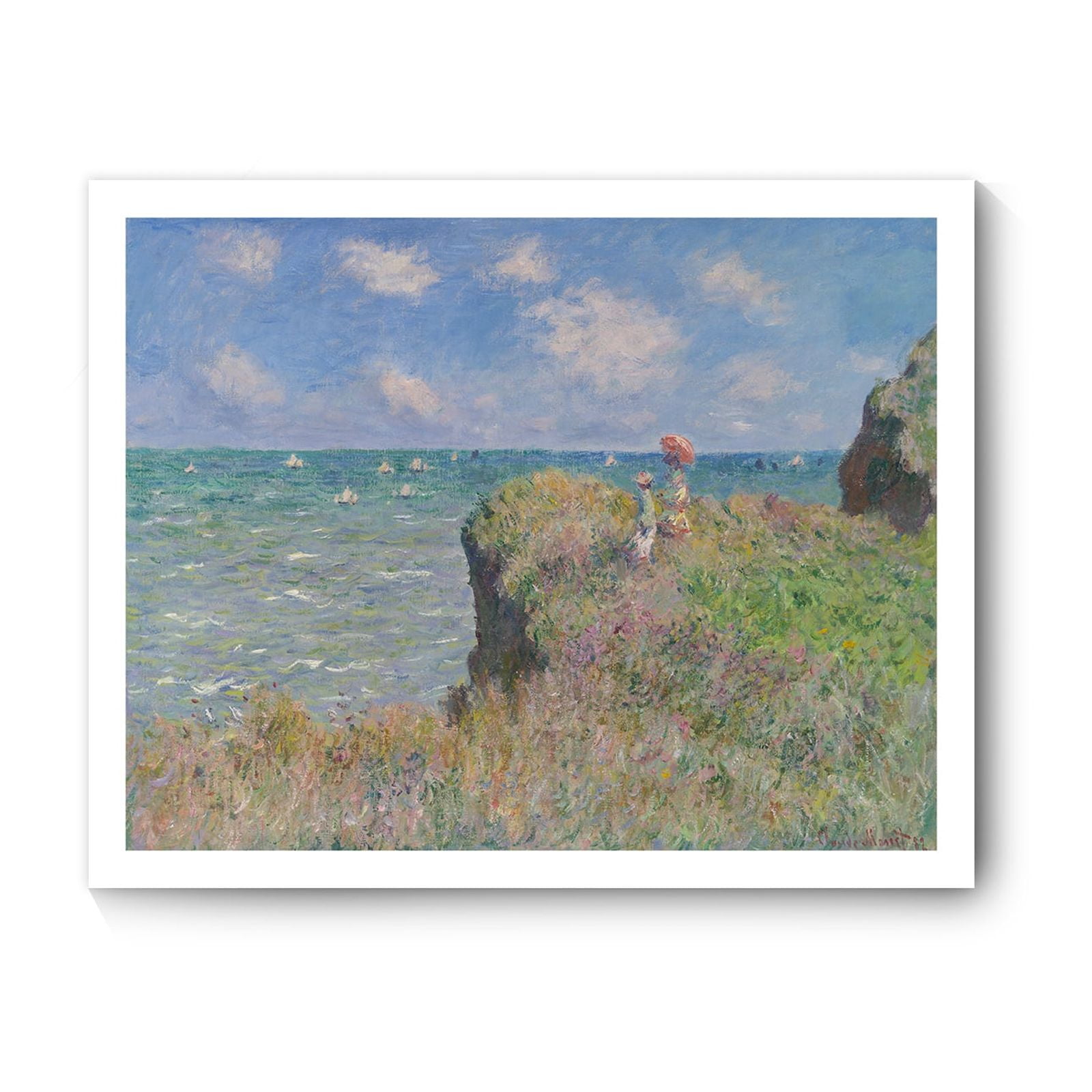Monet Canvas Prints Wall Art, Cliff Walk at Pourville by Claude Monet ...