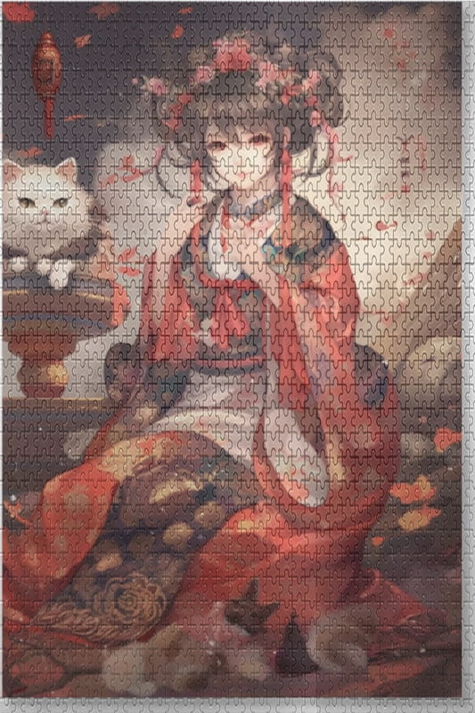 Monet Cat Funny Cat In Traditional Clothes 500 Piece Puzzle Fun And ...