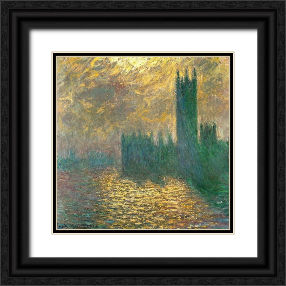 Monet, Claude 15x15 Black Ornate Wood Framed with Double Matting Museum ...