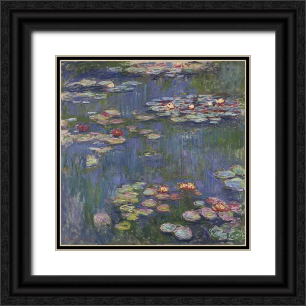 Monet, Claude 20x20 Black Ornate Wood Framed with Double Matting Museum ...