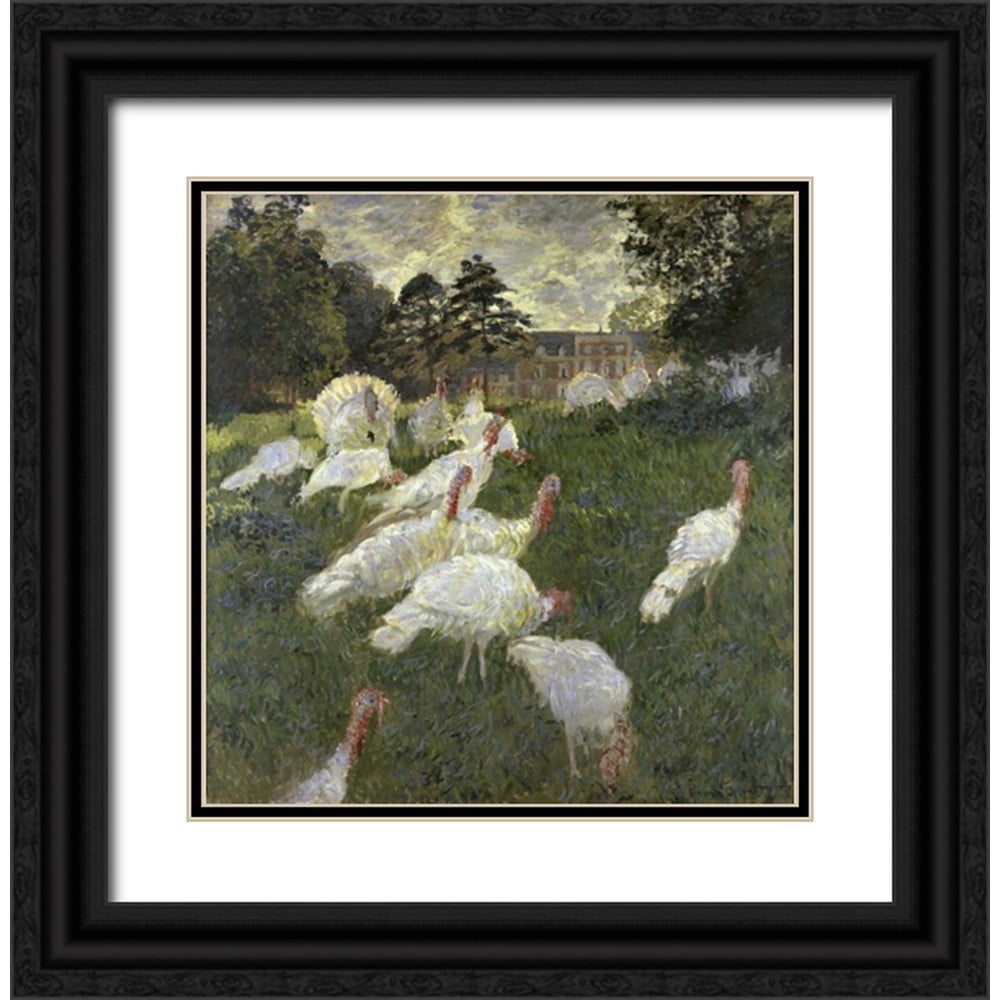 Monet, Claude 26x27 Black Ornate Wood Framed with Double Matting Museum ...