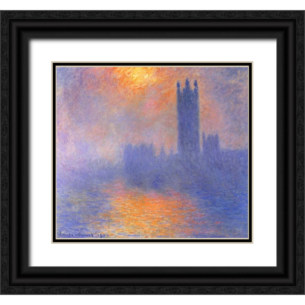 Monet, Claude 29x26 Black Ornate Wood Framed with Double Matting Museum ...