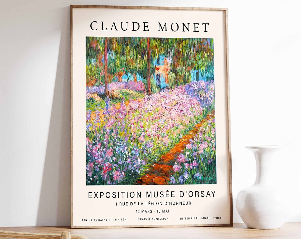 Monet Exhibition Poster, The Artists Garden, Claude Monet Print, Floral ...