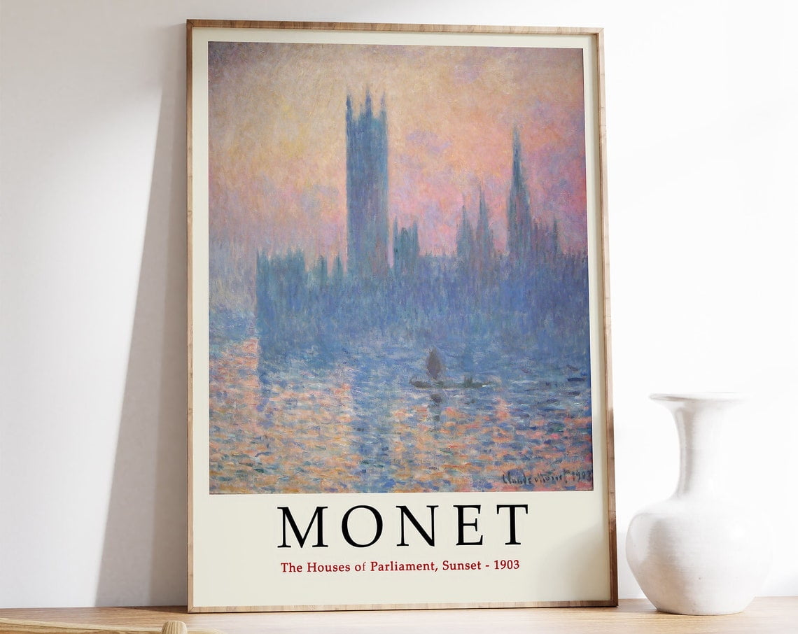 Monet Exhibition Poster, Houses Of Parliament London, Claude Monet ...