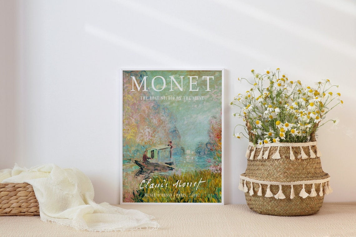 Monet Exhibition Poster, The Boat Studio On The Seine, Gallery Quality ...