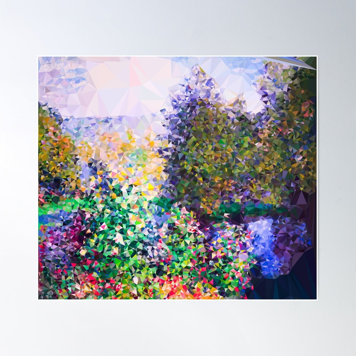 Monet Garden Montgeron Low Poly Triangles Poster Wall Art, Modern Wall ...