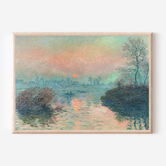 Monet Impressionist Poster Sunset On The Seine River Landscape Home ...