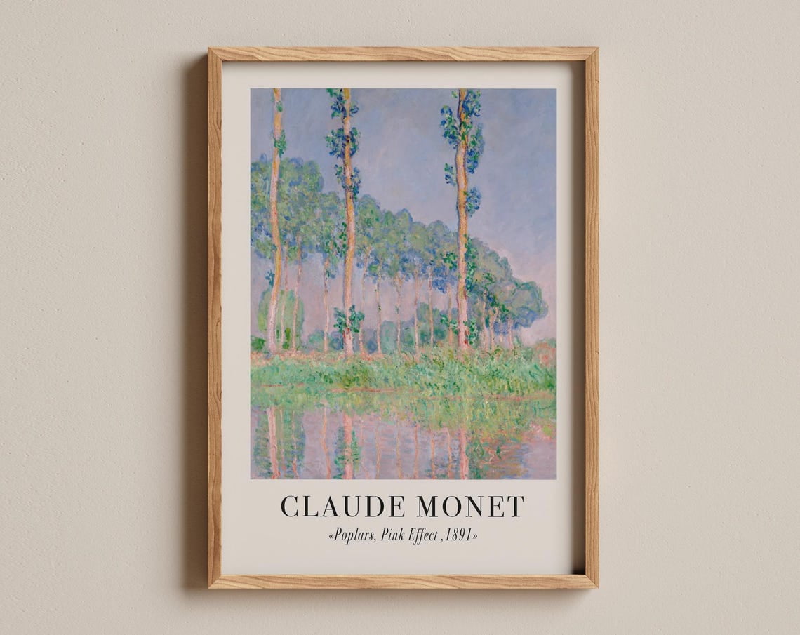Monet Poplars Pink Effect Print, Impressionist Landscape Painting ...