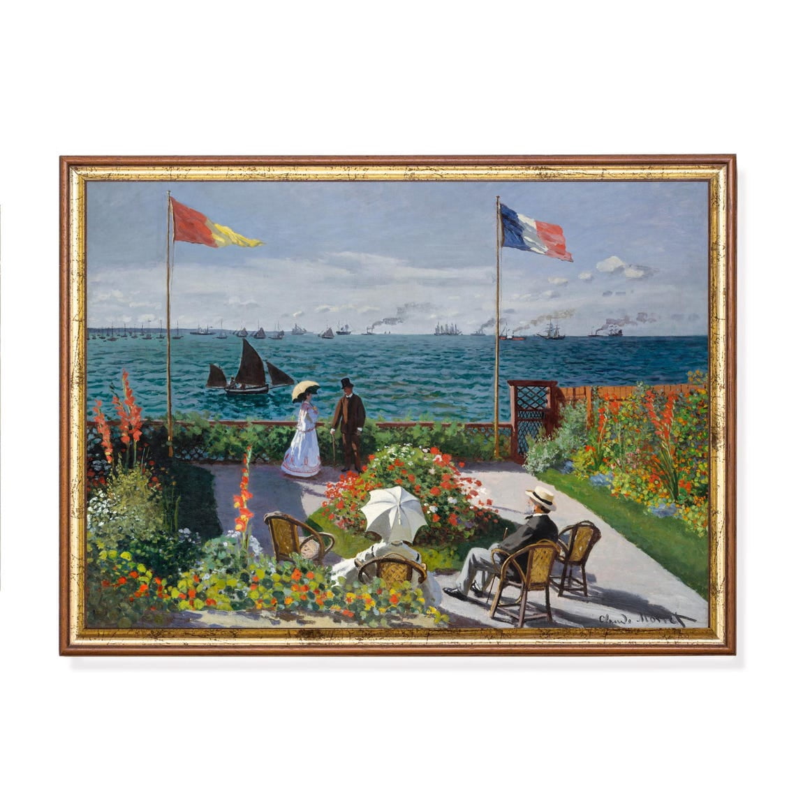 Monet Seaside Garden Poster French Impressionist Nautical Wall Art Home ...