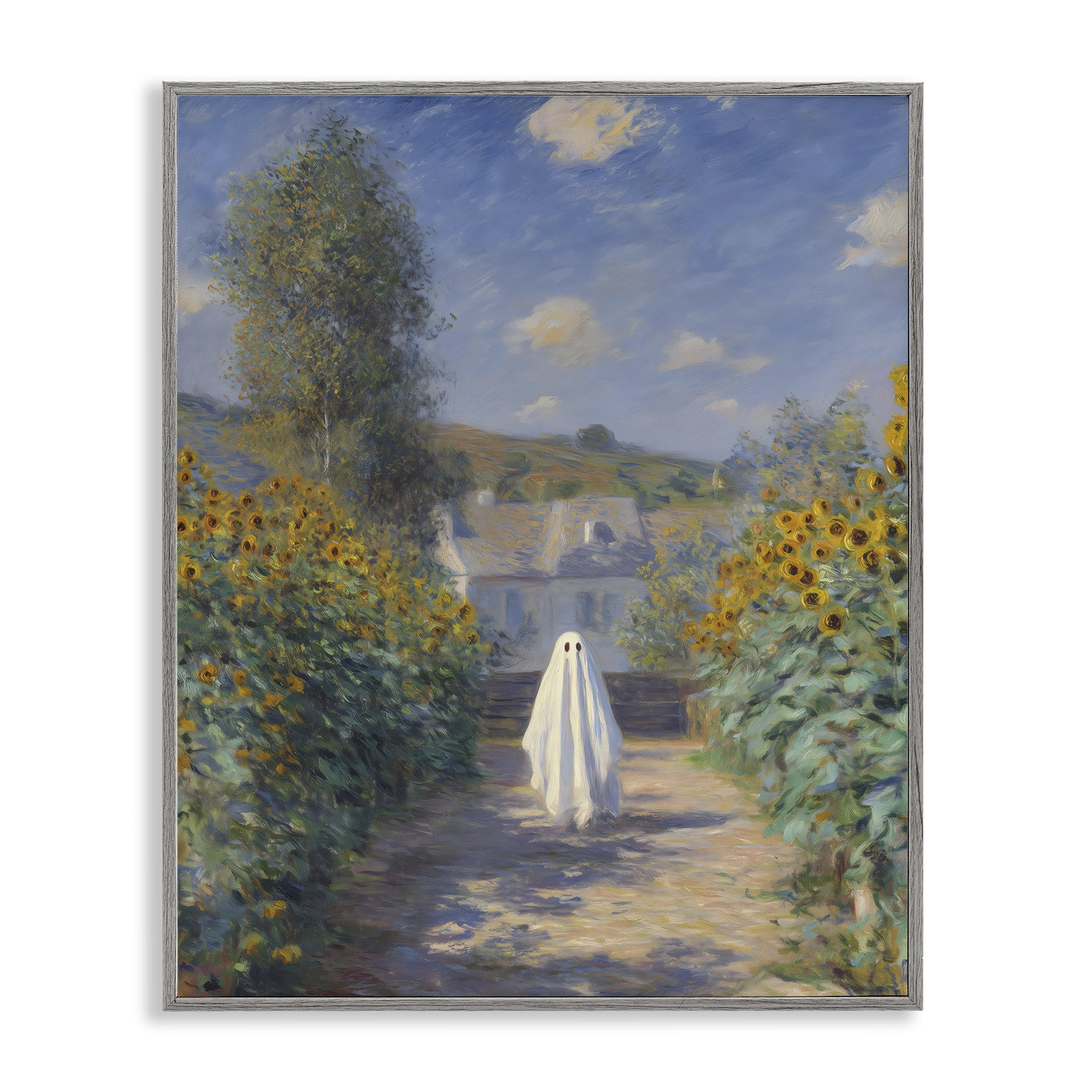 Monet Style Sunflower Ghost Gray Framed Giclee Art, design by Arlington ...