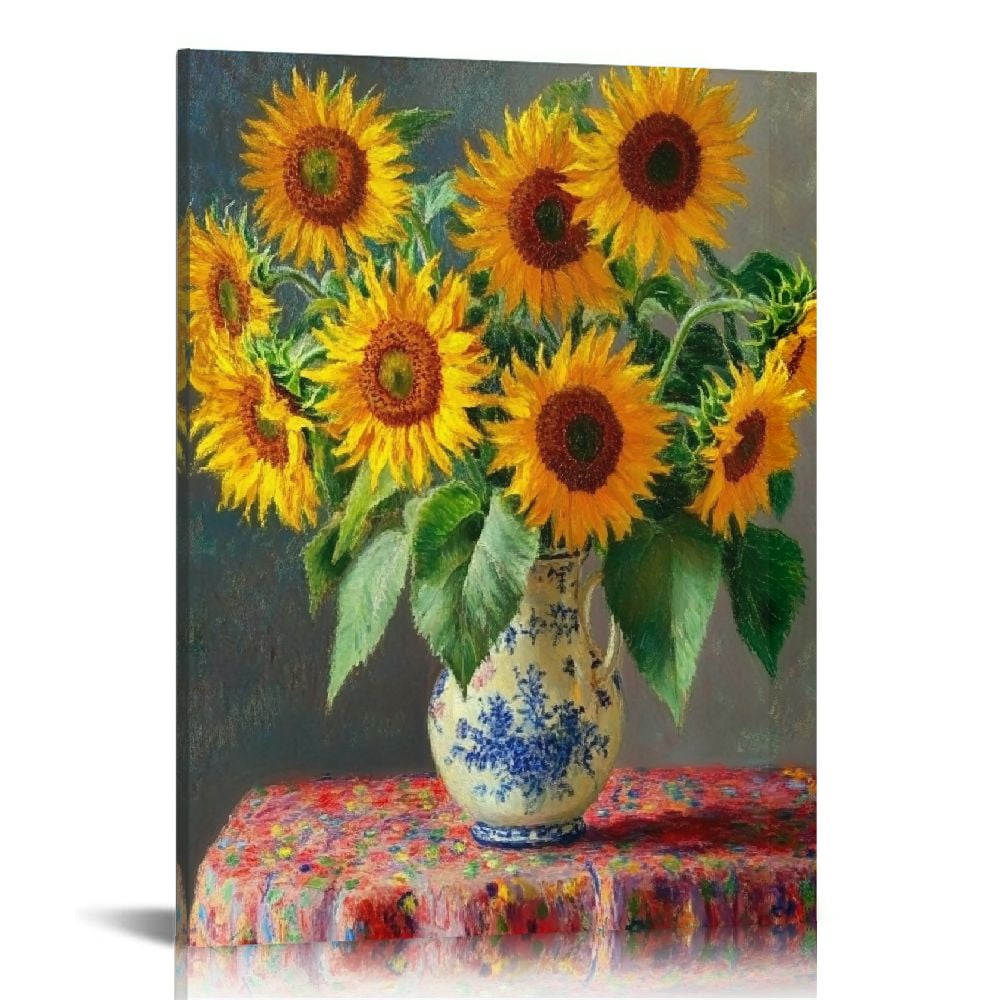 Monet Sunflower Flower Wall Art, Famous Floral Painting Print Picture ...