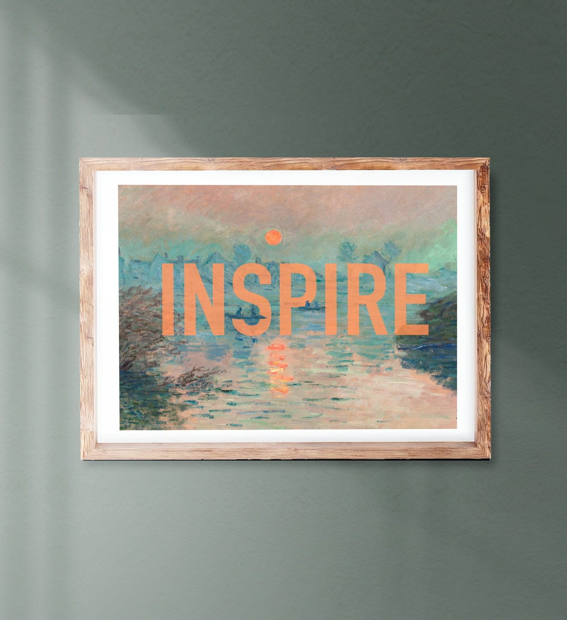Monet Sunrise Print, Inspire Vintage Art. Typography Antique Replica ...