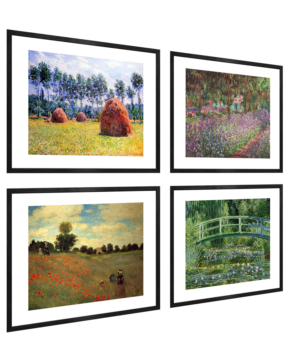 Monet Wall Art 4 Pcs,Claude Monet Print,Japanese Bridge Painting,Claude ...