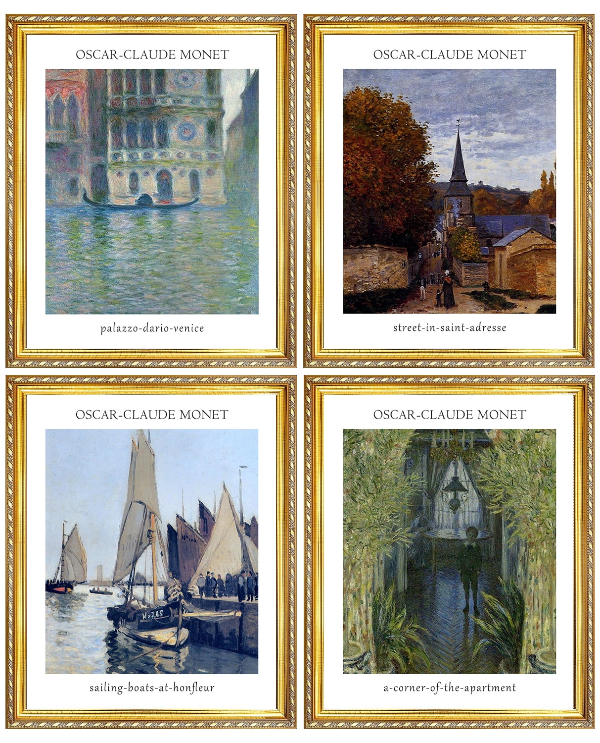 Monet Wall Art 4 Pcs,Claude Monet Print,Sailing Boat Painting,Claude ...