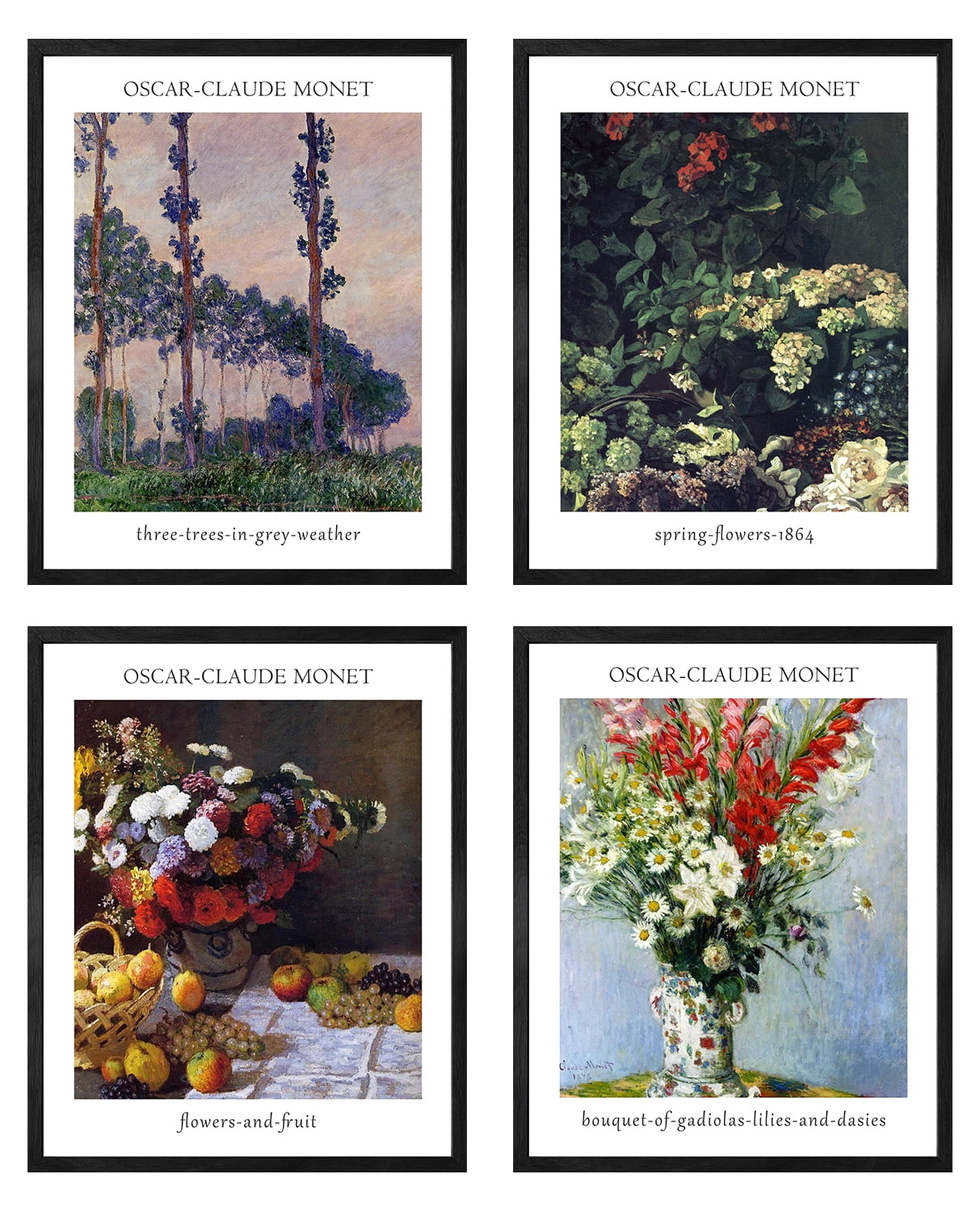 Monet Wall Art 4 Pcs,Claude Monet Print,Still Life Flower and Fruit ...