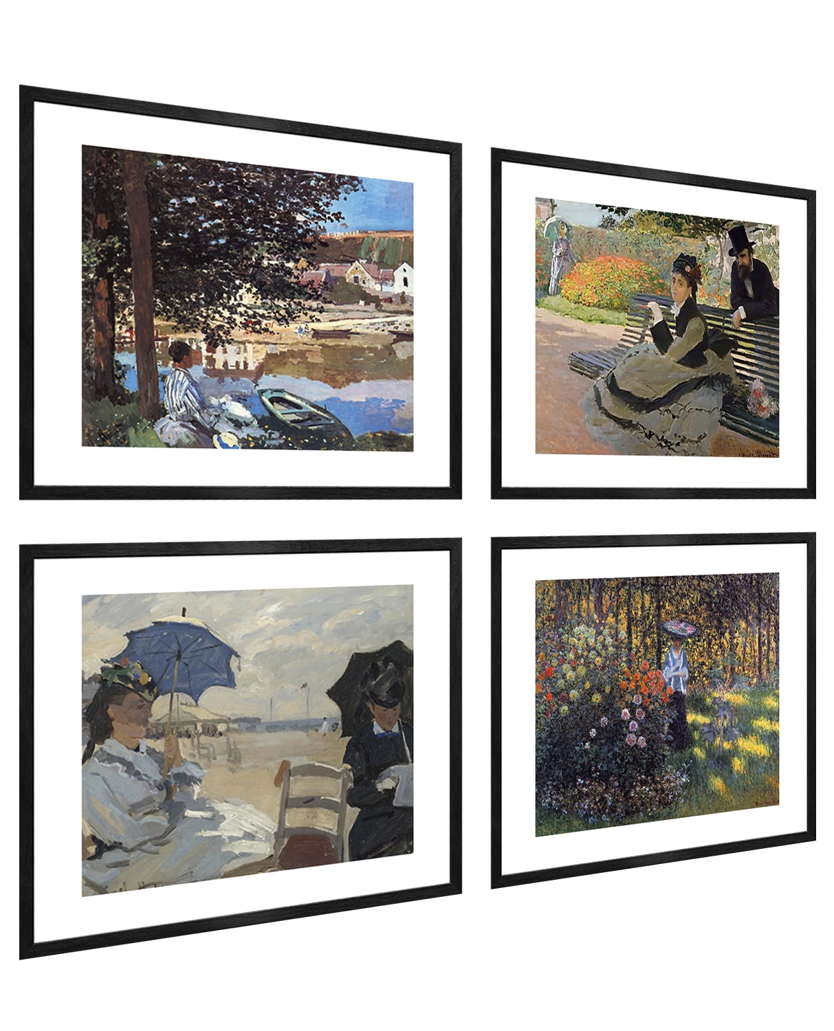 Monet Wall Art 4 Pcs,Claude Monet Print,The Beach Painting,Claude Monet ...