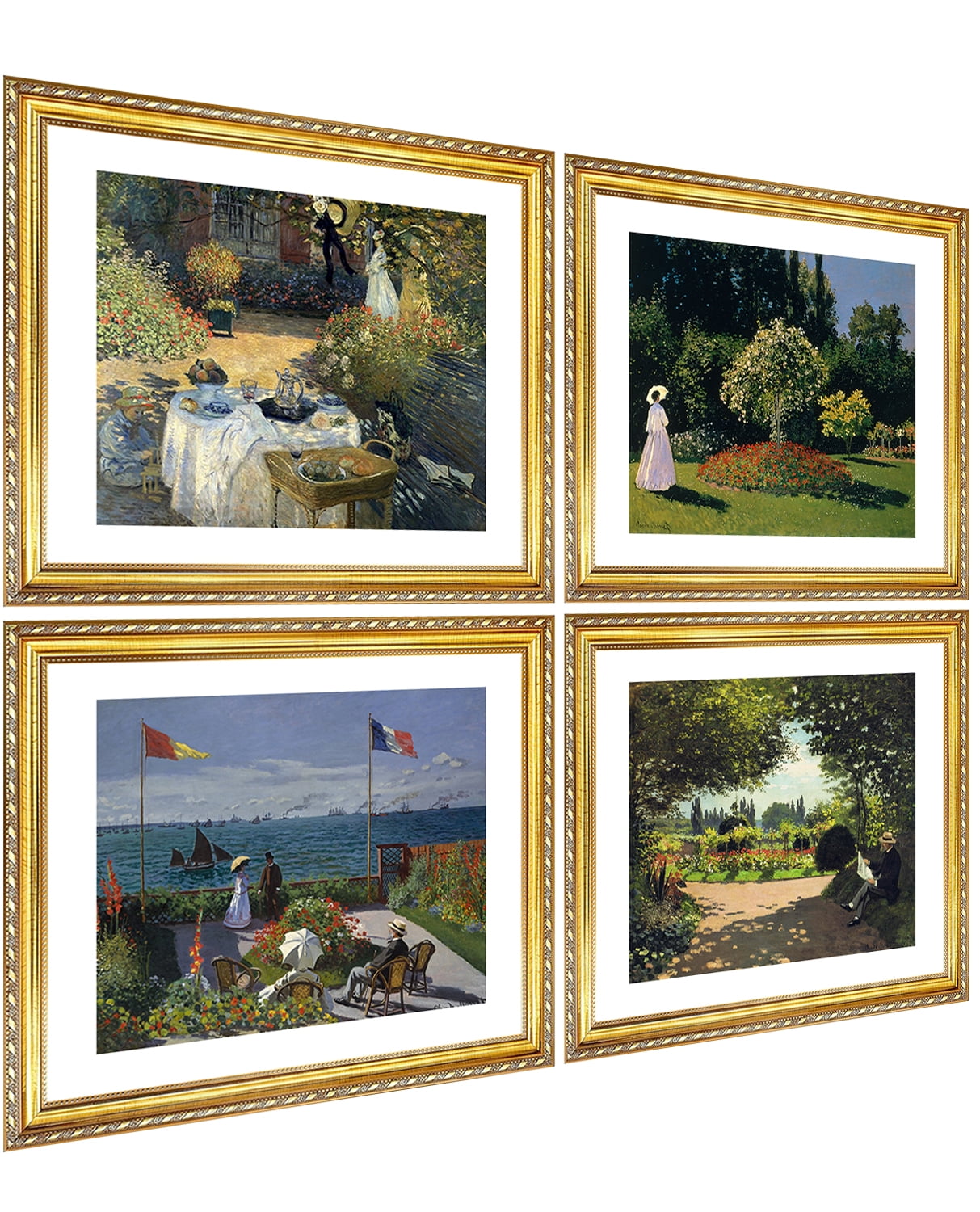 Monet Wall Art 4 Pcs,Claude Monet Print,The Beach Painting,Claude Monet ...