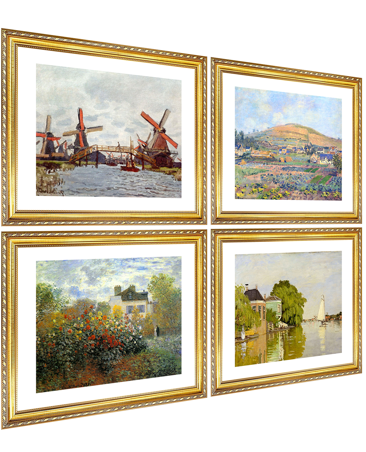 Monet Wall Art 4 Pcs,Claude Monet Print,The Garden of Monet at ...