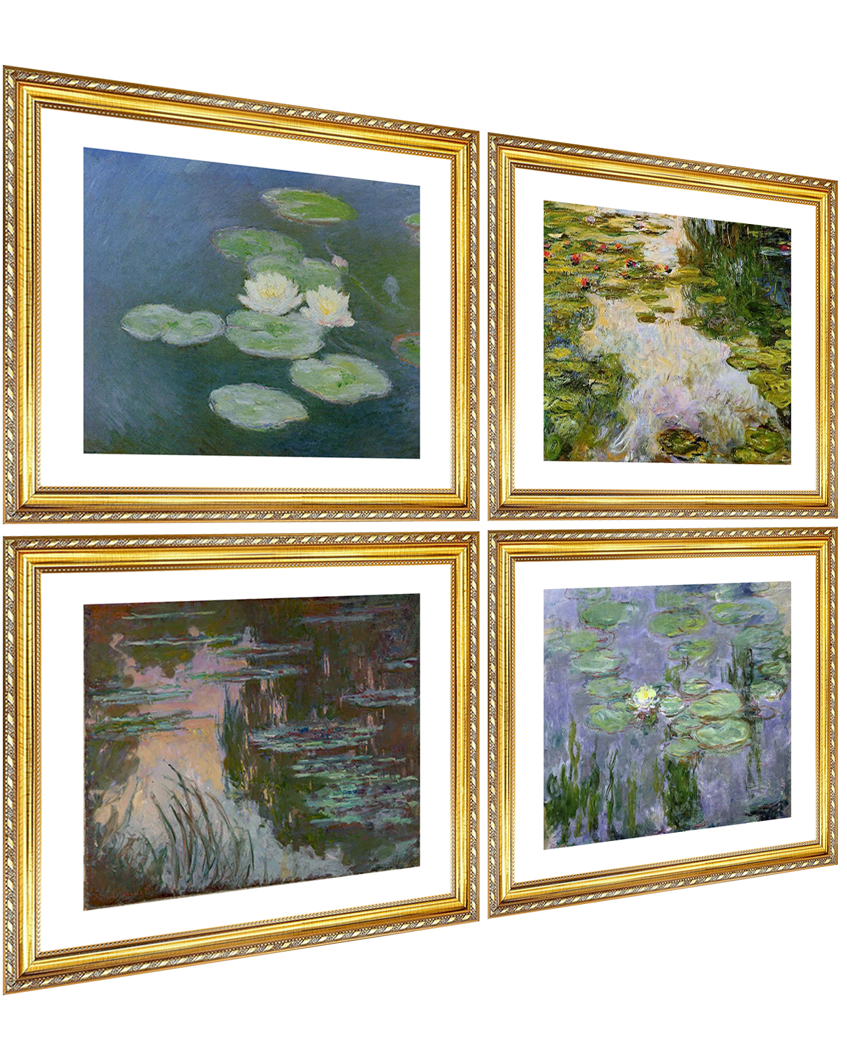 Monet Wall Art 4 Pcs,Claude Monet Print,Water Lilies Painting,Claude ...