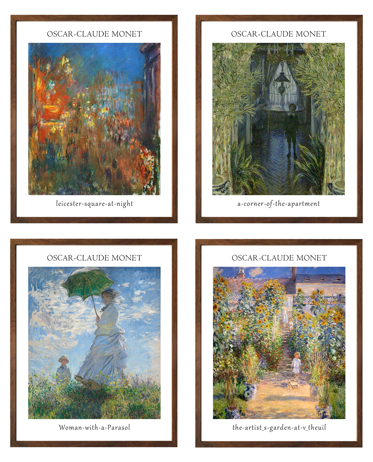 Monet Wall Art 4 Pcs,Claude Monet Print,Woman With Parasol Painting ...