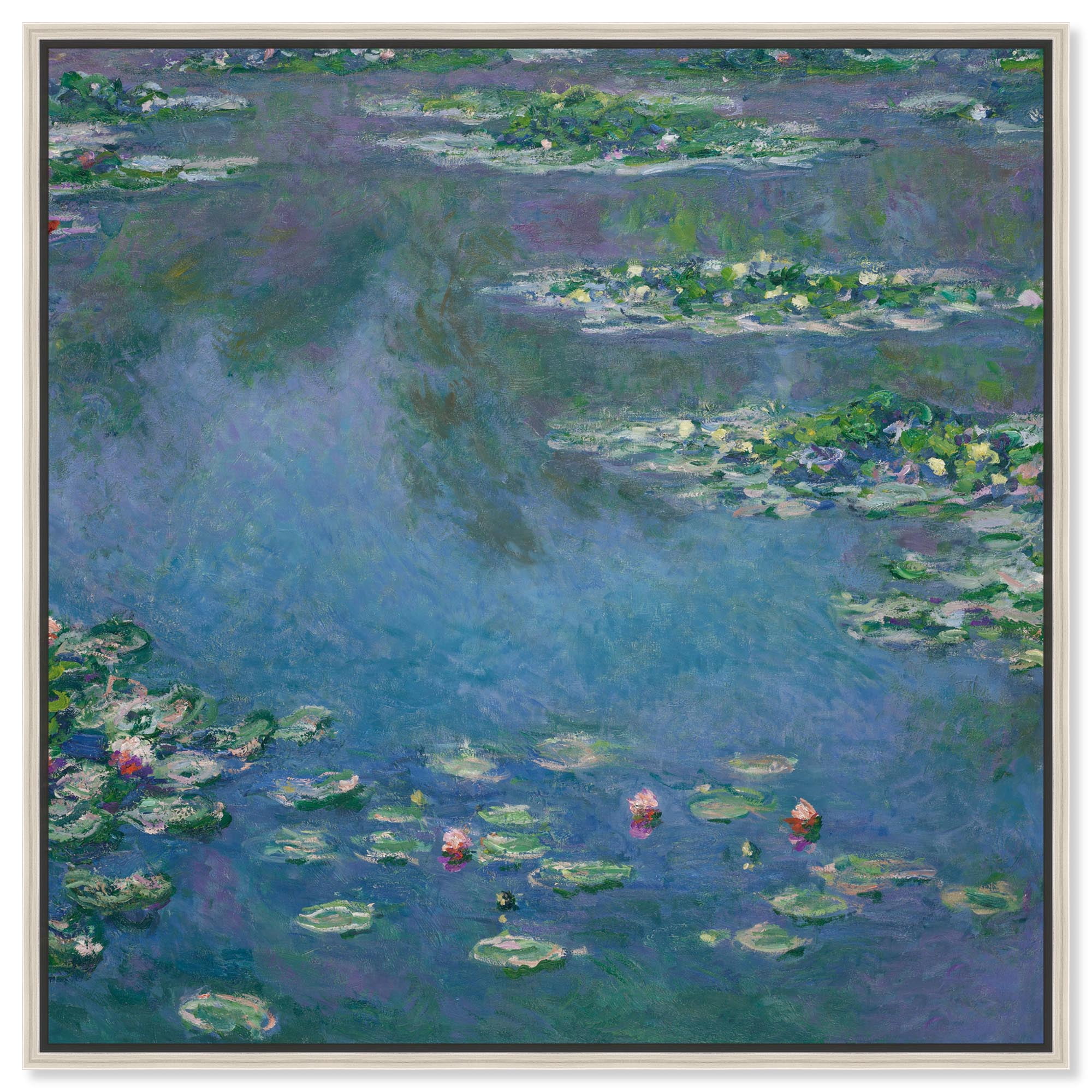 Monet Water Lilies Canvas Pastel Landscape by Art Remedy, Silver Frame ...