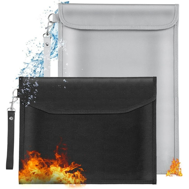 Money Bag Fireproof Document Bag 2012℉ 2 Pack 15x11"/13x10" Waterproof ...
