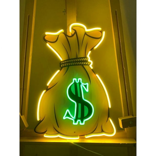 Money Bag Led Sign Money Bag Neon Sign Wall Decor Money Bag Art Sign ...