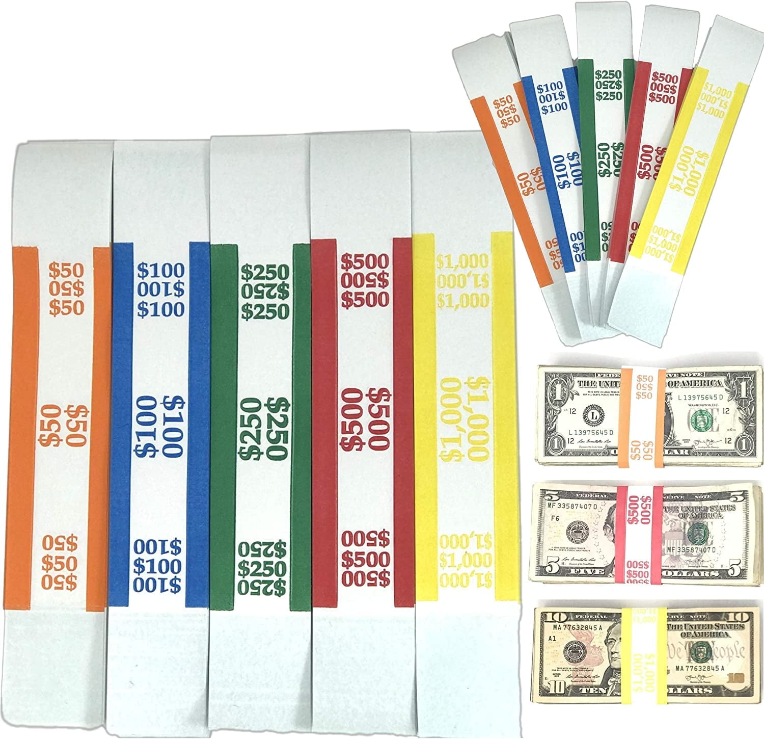 Money Bands Currency Sleeves Straps – Made in USA (Pack of 175) Self ...