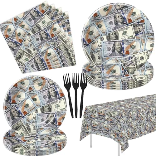 Money Birthday Party Supplies: Hundred-dollar bill theme tableware ...