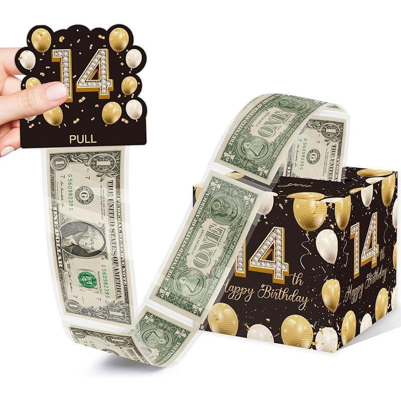 Money Box for Cash Gift, Black Gold Surprise Money Box Gift Pull, 62nd ...