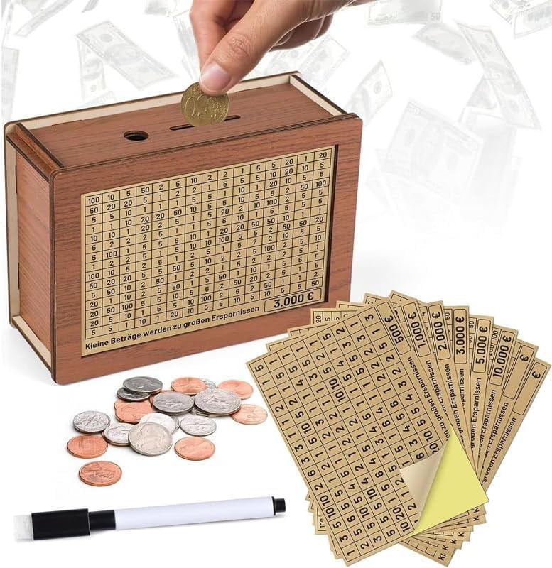 Money Box with Counter for Savings Goal, Wooden Money Box Money Bank ...