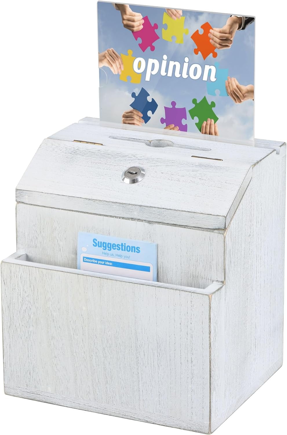 Money Cash Drop Box Wall Mount with Key, Metal Donation and Suggestion ...