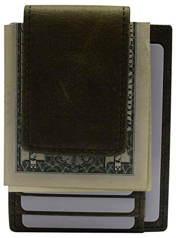 Money Clip Leather Wallet For Men Slim Front Pocket RFID Blocking with ...