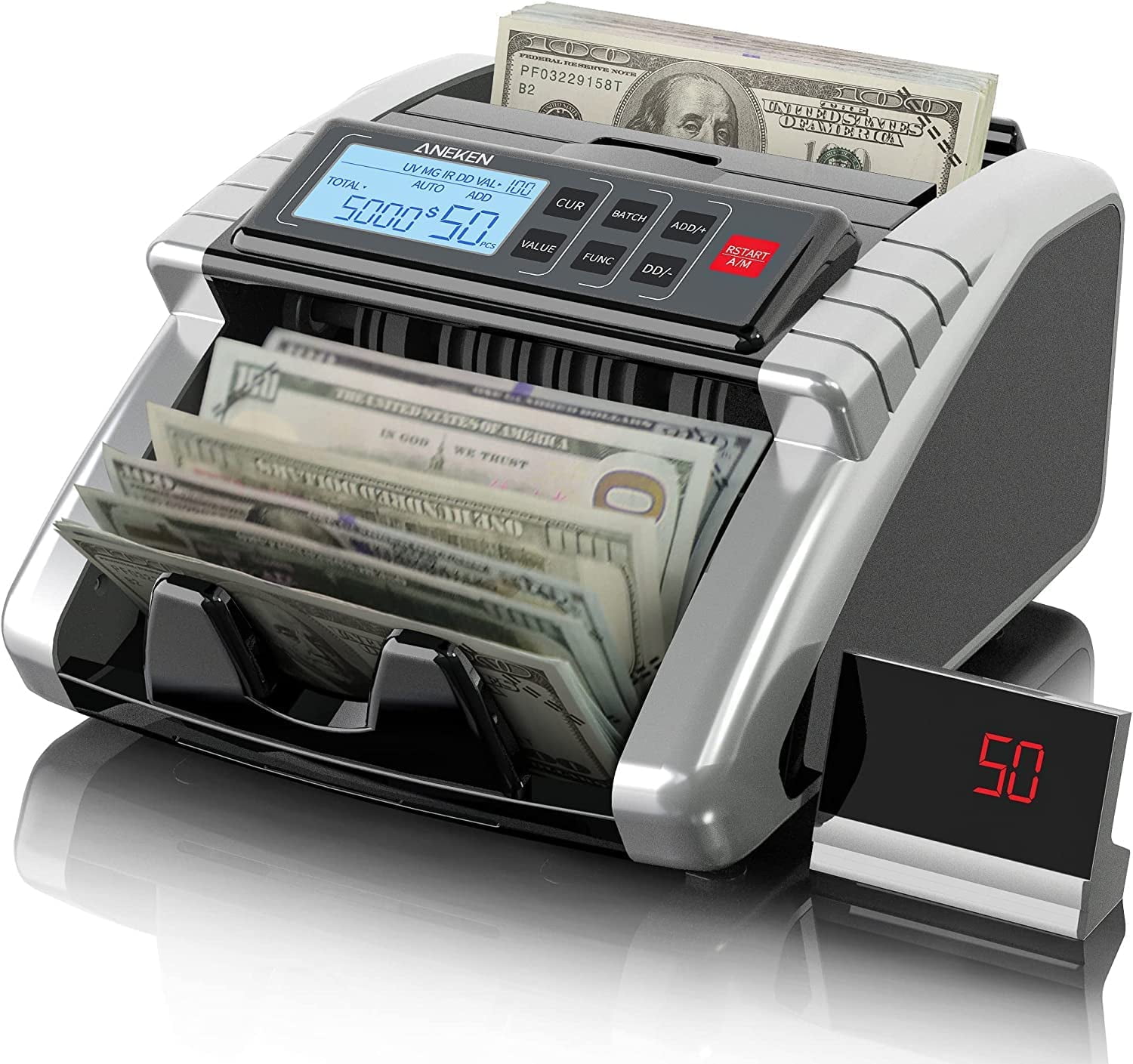 Money Counter Machine with Value Count, Dollar, Euro UV/MG/IR/DD/DBL ...