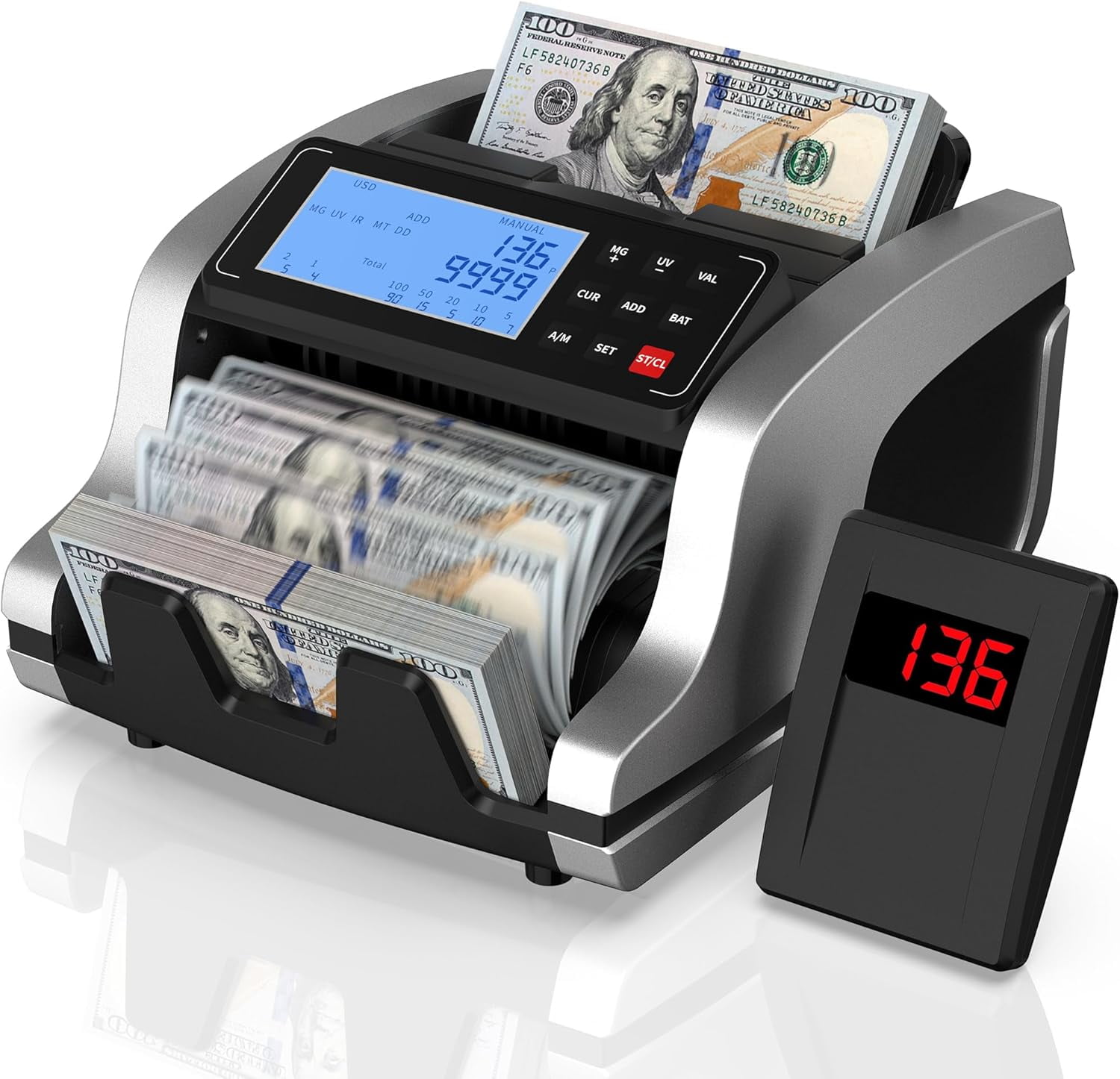 Money Counter Machine with Value Count, UV/MG/IR/MT/DD Counterfeit Bill ...