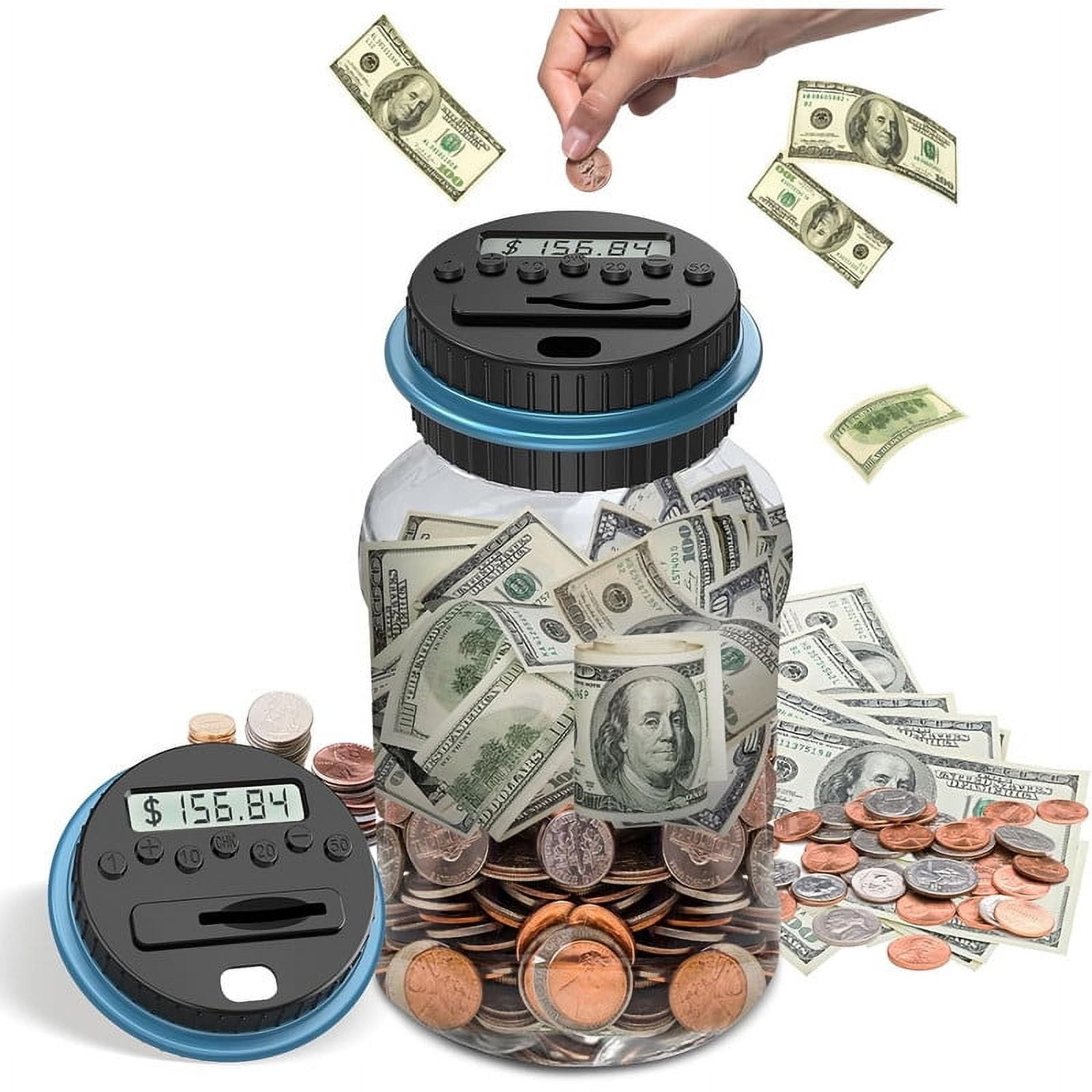 Money Counter Piggy Bank, Large Piggy Bank for Boys Adults, 1.8L ...