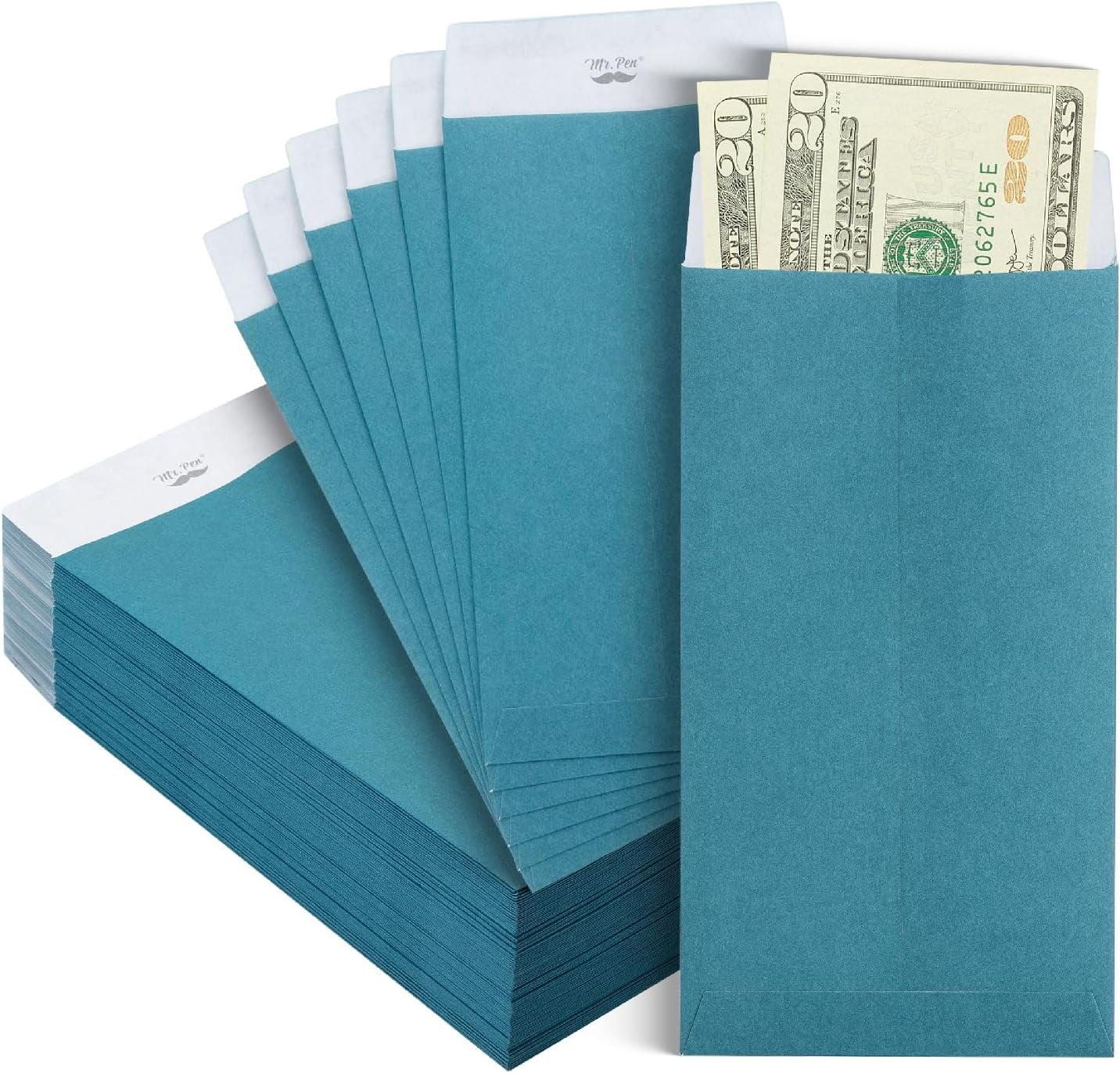 - Money Envelopes for Cash, 100 pcs, 6.5" x 3.5", Teal Cash Envelopes ...