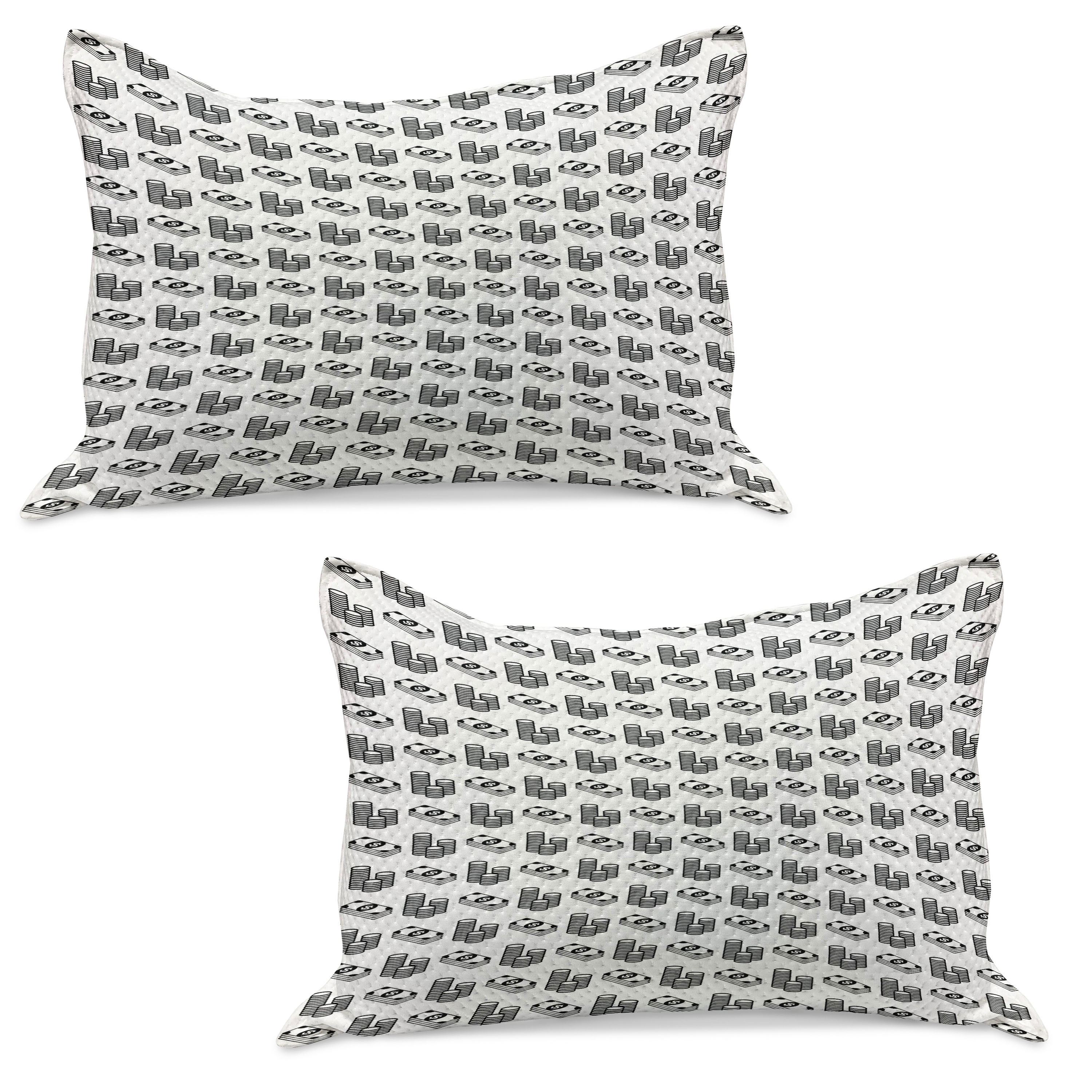 Money Knitted Quilt Pillowcover Set of 2, Monochrome Stacked Coins and ...